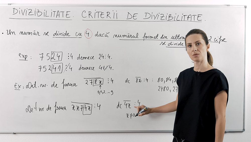 Criteriul divizibilității cu 4 - Clasa a V-a
